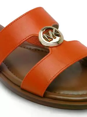 Michael Kors Logo Medallion Leather Sandals