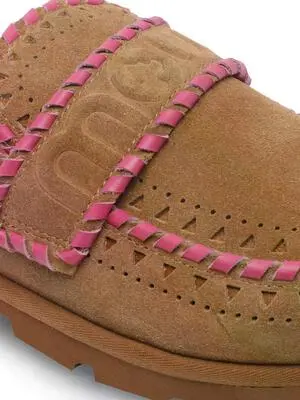 Mou Logo-embossed Perforated Mules - Neutrals