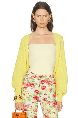 Balmain Ribbed Knit Bolero Cardigan - Jaune