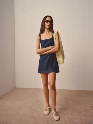 REFORMATION Elinda Denim Mini Dress - Blue