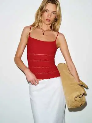 REFORMATION Starling Cotton Sweater Tank - Red
