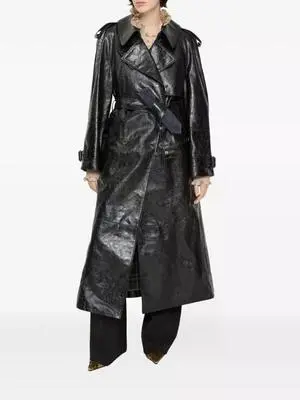 Burberry Belted Leather Trench Coat