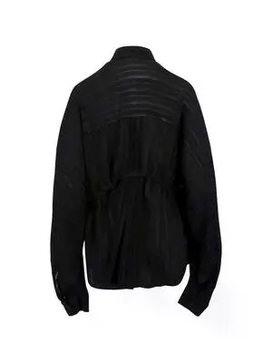THELATEST Striped Drawstring Shirt - Black