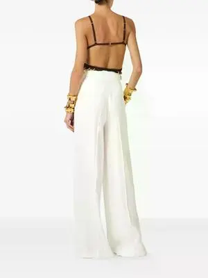 Elisabetta Franchi Palazzo Pants With Straps And Golden Hardware