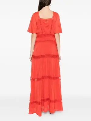 FORTE_FORTE Cotton And Silk V-neck Dress - Red