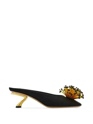 FERRAGAMO Embellished Satin Mules - Black