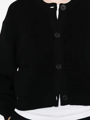 CT PLAGE Cotton Crewneck Cardigan - Black