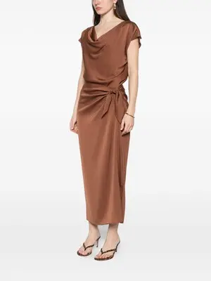 NOUVELLE SILK95FIVE Silk Skirt With Tie Detail - Brown