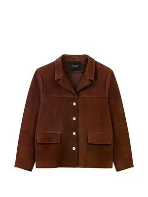 Maje Buttoned Leather Jacket - Brown