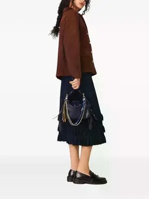 Maje Buttoned Leather Jacket - Brown