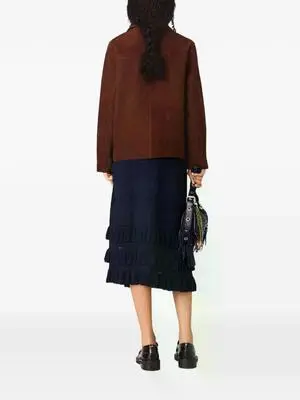Maje Buttoned Leather Jacket - Brown