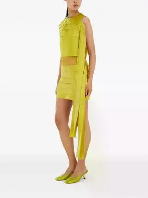 FERRAGAMO Silk Mini Dress With Lace And Fringe Detail - Yellow