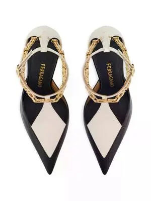 FERRAGAMO S-shaped Heel Pumps With Gancini Chain
