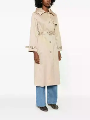 Maje Belted Hooded Raincoat - Neutrals