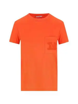 Max Mara Chest-pocket Embroidered Logo T-shirt - Orange