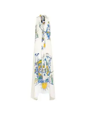 AMIR SLAMA Tie Sleeveless Printed Dress