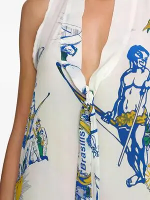 AMIR SLAMA Tie Sleeveless Printed Dress