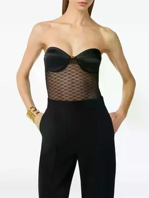 Elisabetta Franchi Jacquard Tulle Bodysuit With Monogram
