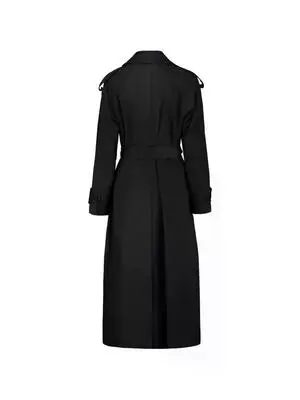 DRHOPE Belted Double-breasted Trench Coat - Black