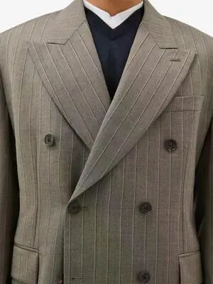 Versace Pinstripe Wool Boxy Blazer - Grey