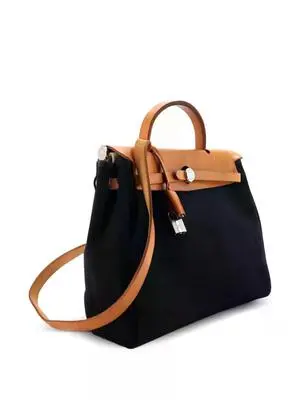 Hermès Herbag Toile And Leather Pm Satchel - Black