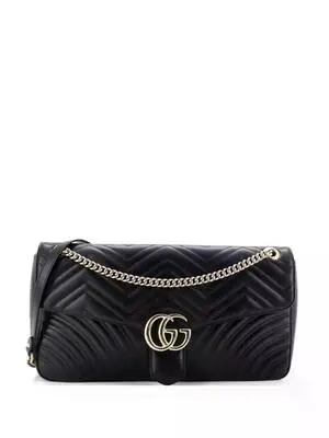 Gucci Gg Marmont Flap Maxi Shoulder Bag - Black
