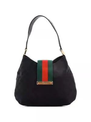 Gucci Web Gg Canvas Medium Hobo Bag