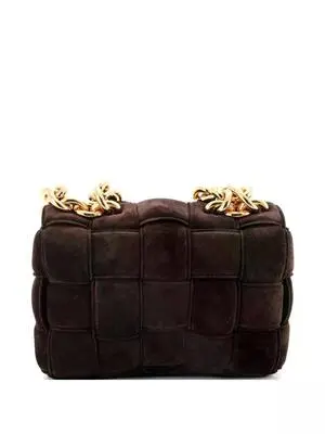 Bottega Veneta Cassette Chain Padded Maxi Intrecciato Suede Crossbody Bag - Brown