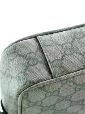 Gucci Emblem Gg Coated Canvas And Leather Small Shoulder Bag - Green