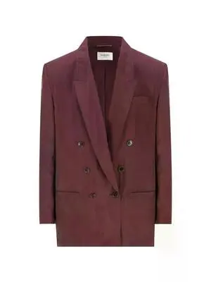 Saint Laurent Habotai Double-breasted Jacket - Red