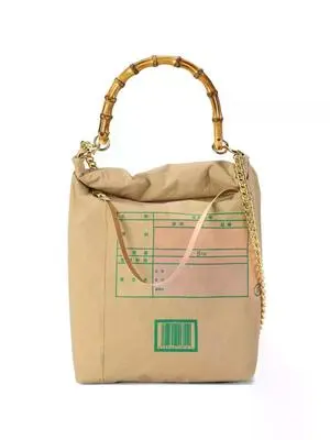 DOUBLET Graphic-Print Chain-Strap Shoulder Bag Neutrals