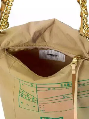 DOUBLET Graphic-print Chain-strap Shoulder Bag - Neutrals