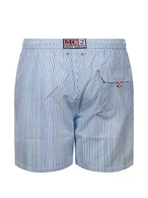 MC2 SAINT BARTH Vertical-striped Drawstring Swim Shorts - Blue