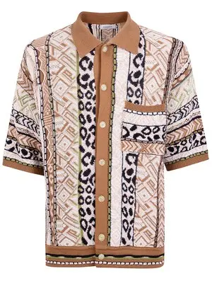 LANEUS Knitted Shirt - Brown