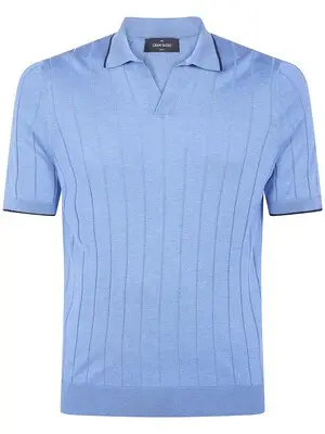 GRAN SASSO Tennis Skipper Short Sleeves Polo Shirt - Blue