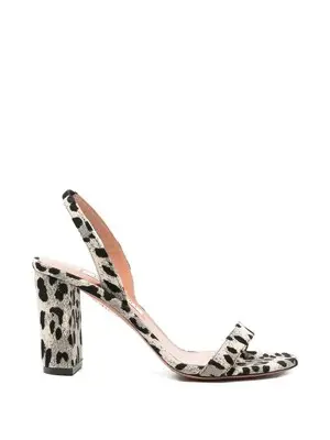 AQUAZZURA So Nude Sahara Jacquard Block Heel Sandal 85 - Gray