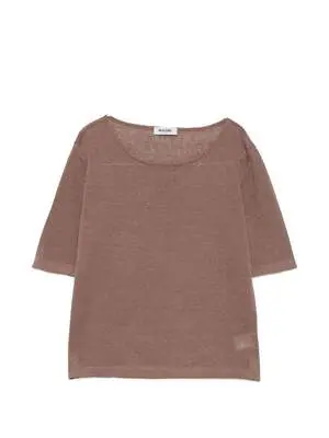 BASE Linen And Cotton Blend Sweater - Brown