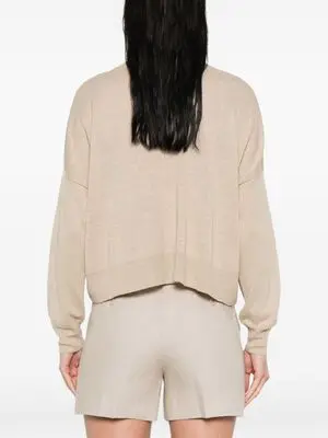 BASE Linen And Cotton Blend Cardigan - Beige