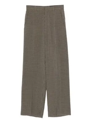 Balenciaga Checked Wide-leg Trousers - Kaki