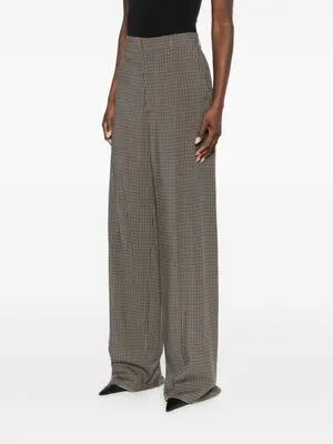 Balenciaga Checked Wide-leg Trousers - Kaki