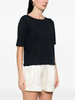 BASE Linen And Cotton Blend Sweater - Blue