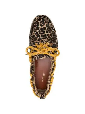 GOLDEN GOOSE Cruise Leopard Print Leather Loafers - Brown