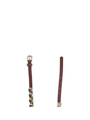 GOLDEN GOOSE Thin Leather Belt With Studs - Nougat