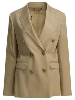 GOLDEN GOOSE Double-breasted Virgin Wool Blazer - Beige