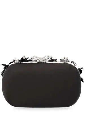 SELF-PORTRAIT Floral Crystal Clutch - Black
