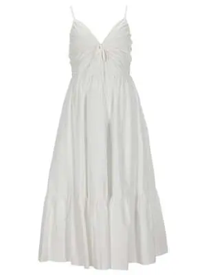 Michael Kors V-neck Midi Dress - White