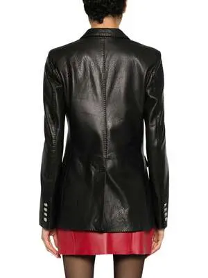 Tagliatore Leather Blazer - Black