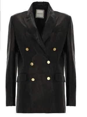 Tagliatore Leather Blazer - Black