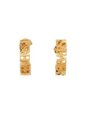 VERSACE ゴールド ロゴピアス 玲凪 Versace Logo Earrings - Gold | Editorialist