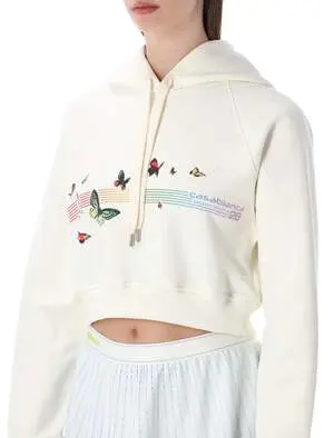 Casablanca Butterfly Crop Hoodie - Beige